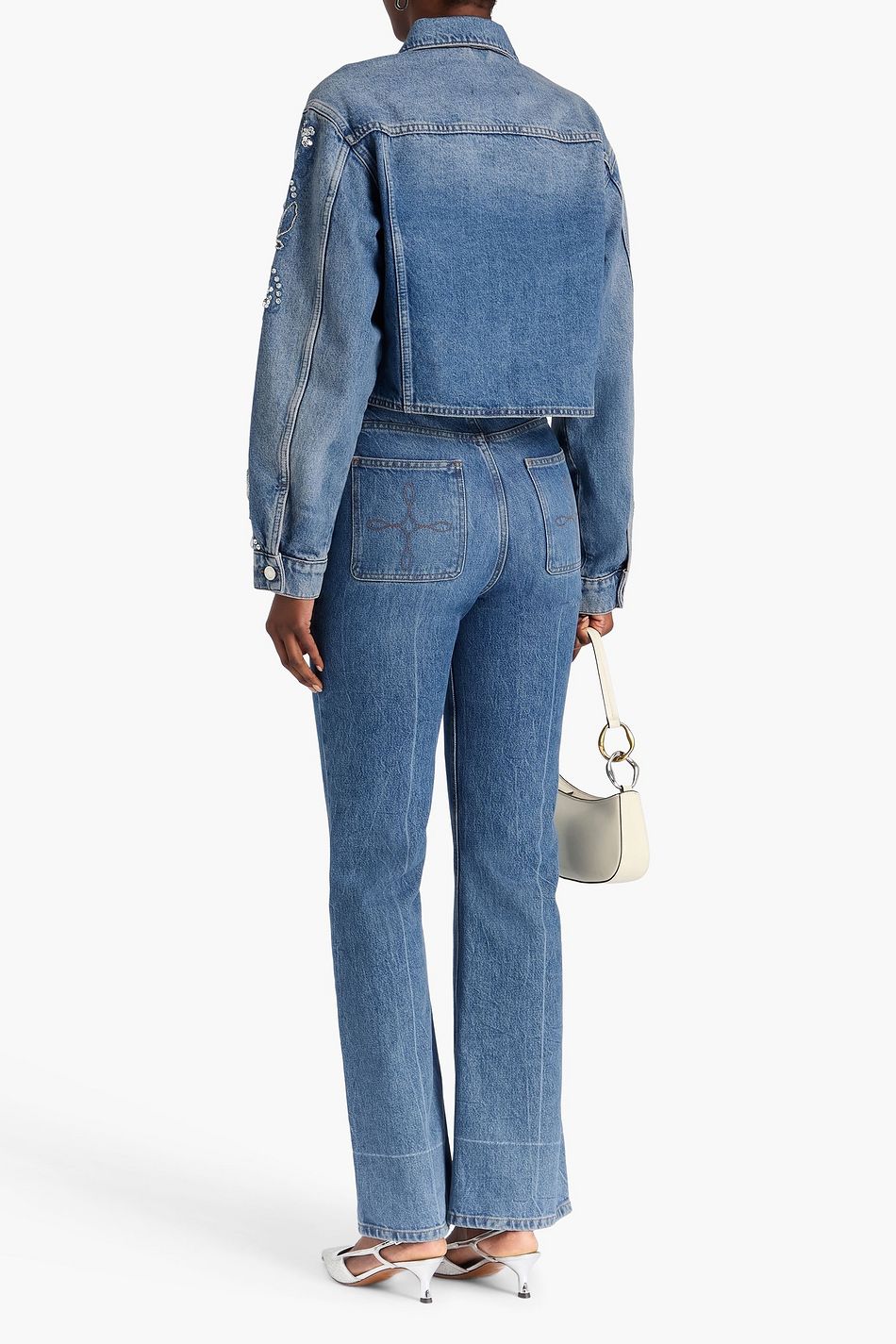 MAJE Cropped embellished denim jacket | THE OUTNET