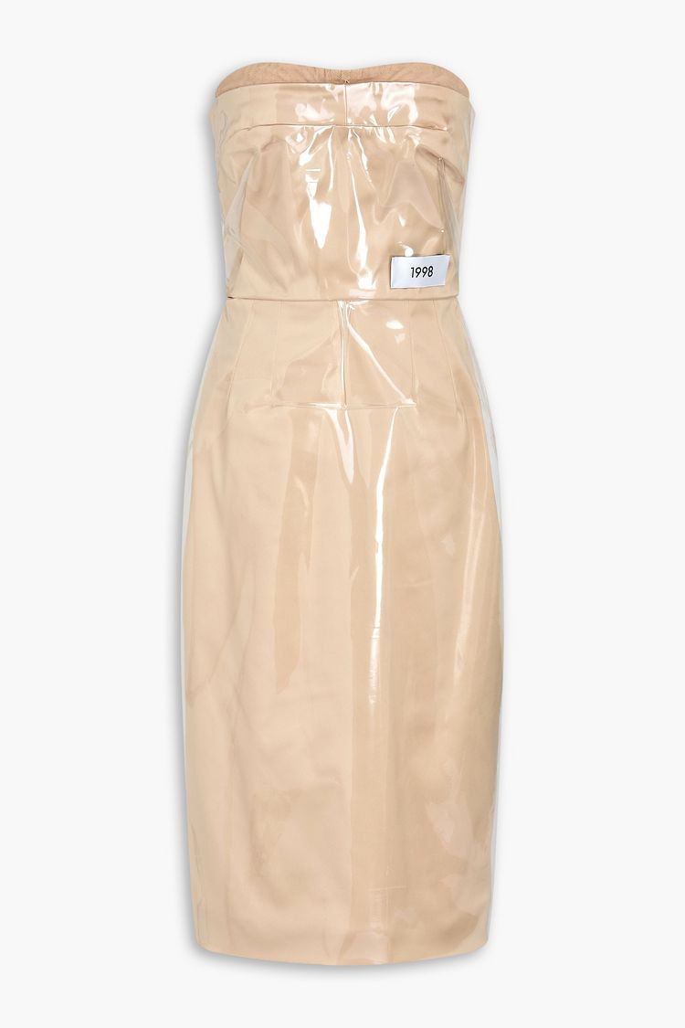 DOLCE&GABBANA + Kim Kardashian strapless PVC and satin midi dress | THE ...