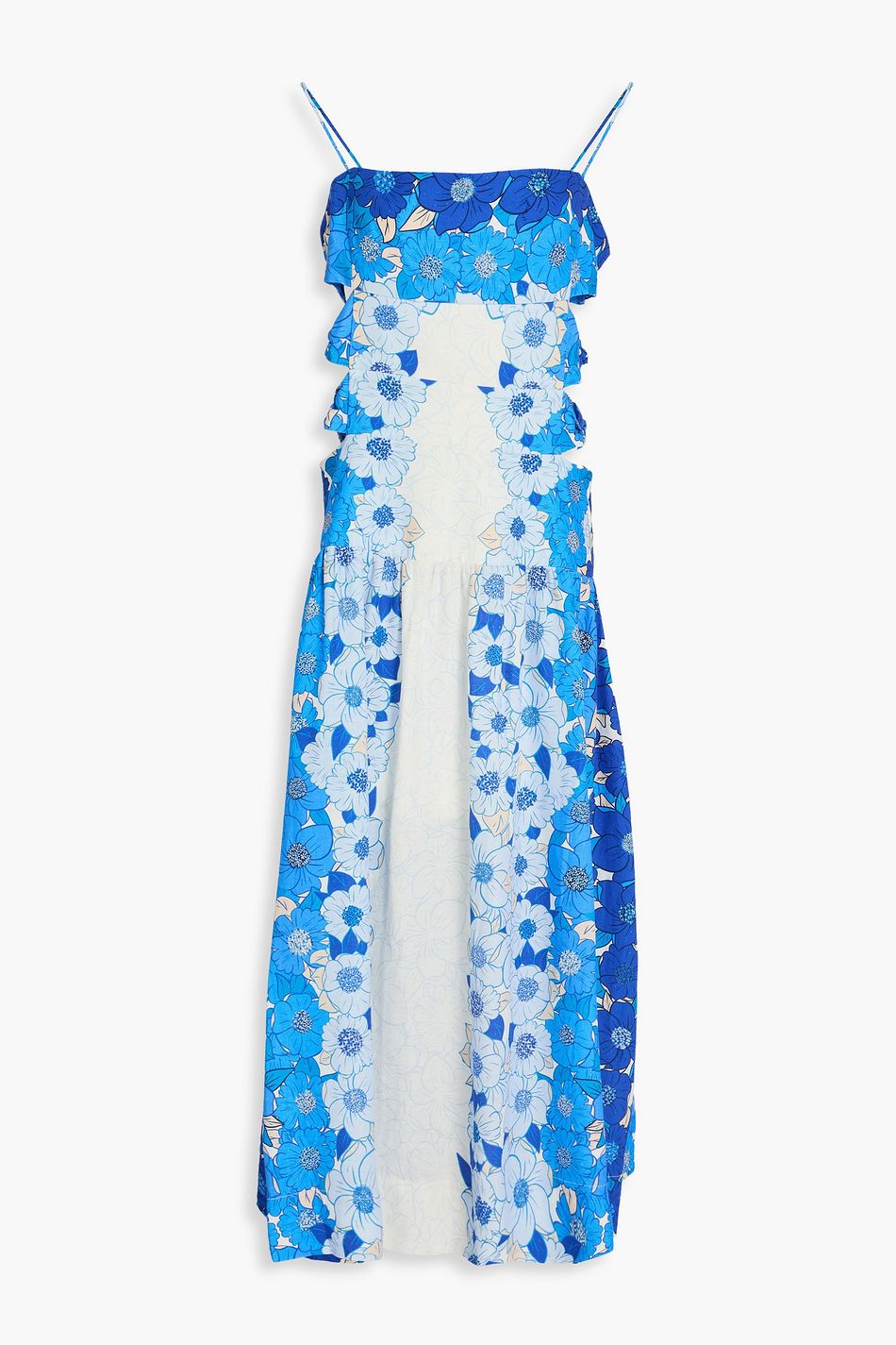 FARM RIO Cutout knotted floral-print linen-blend midi dress | THE OUTNET