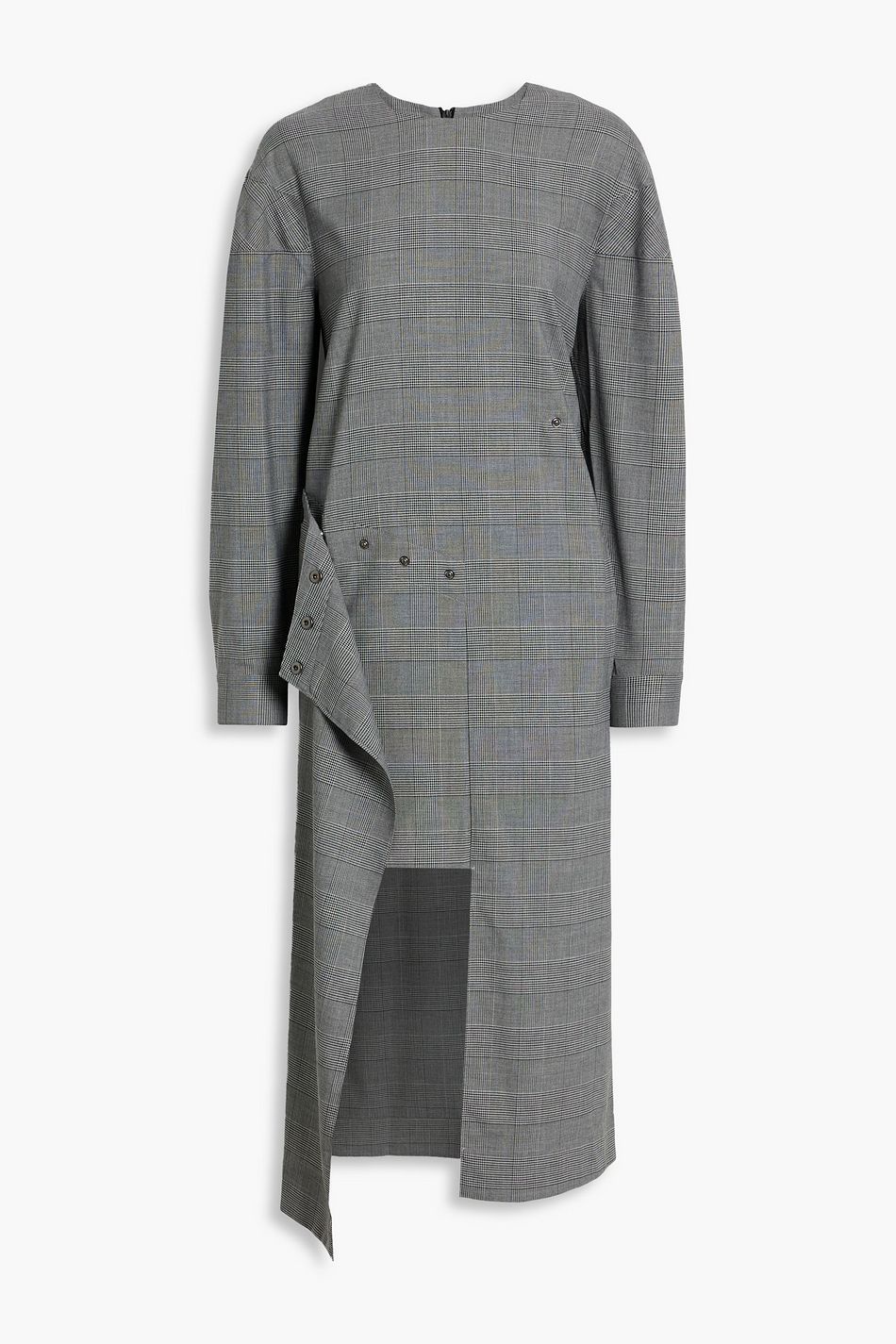 TIBI Snap-detailed Prince of Wales checked tweed midi dress | THE OUTNET