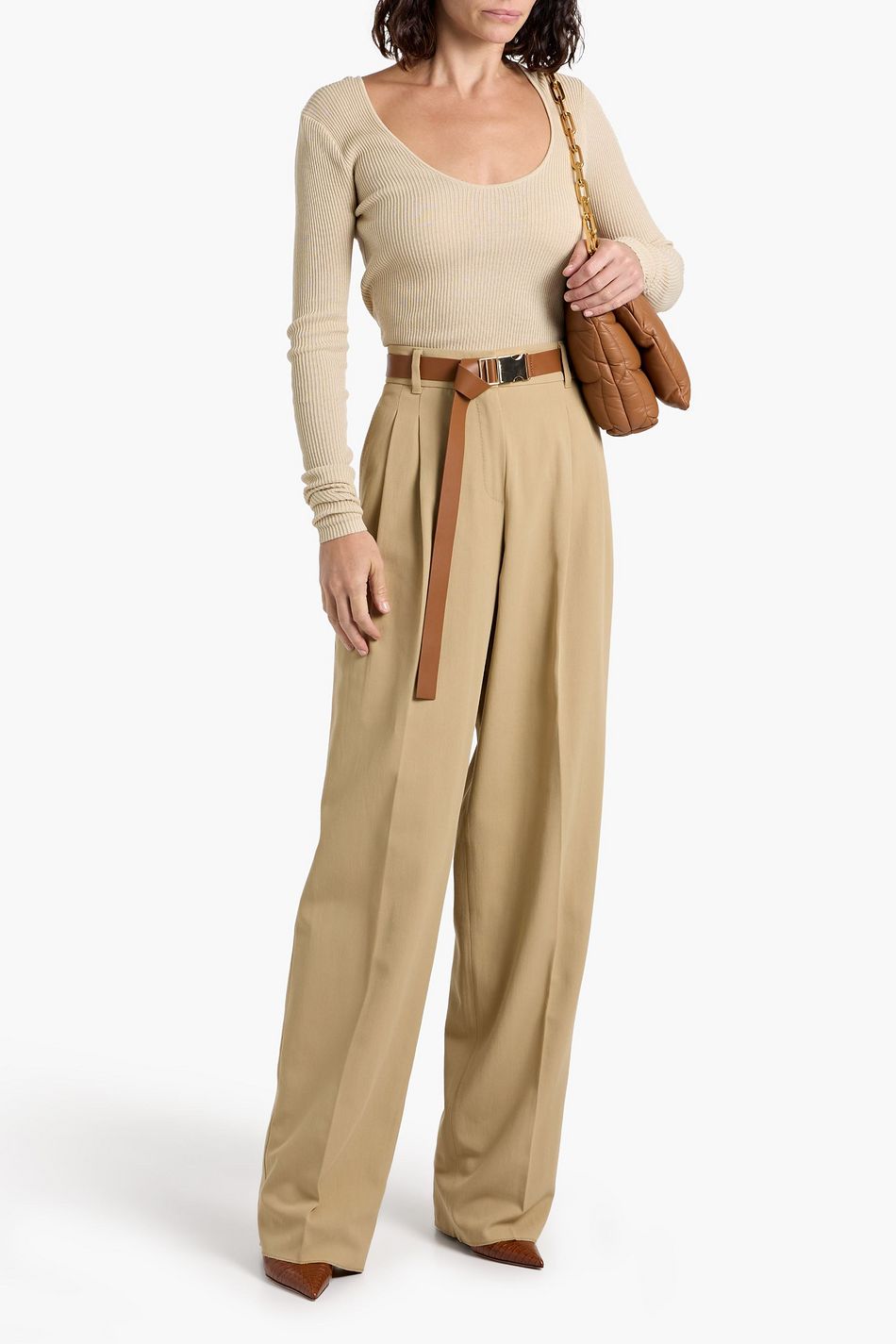 MAX MARA STUDIO Ezio belted woven wide-leg pants | THE OUTNET