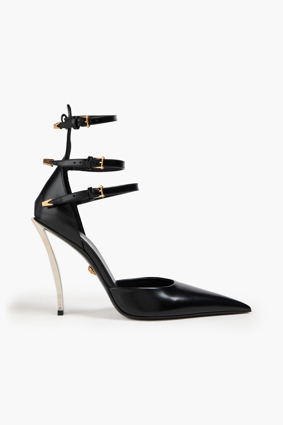 VERSACE Pin-Point glossed-leather pumps | THE OUTNET
