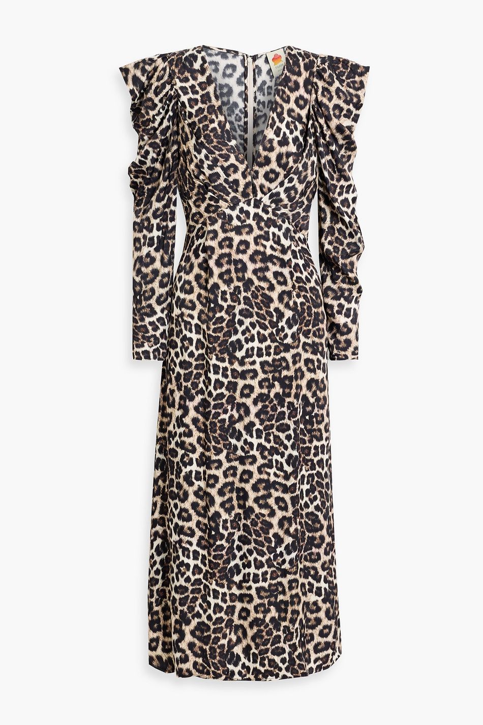 FARM RIO Ruched leopard-print satin midi dress | THE OUTNET