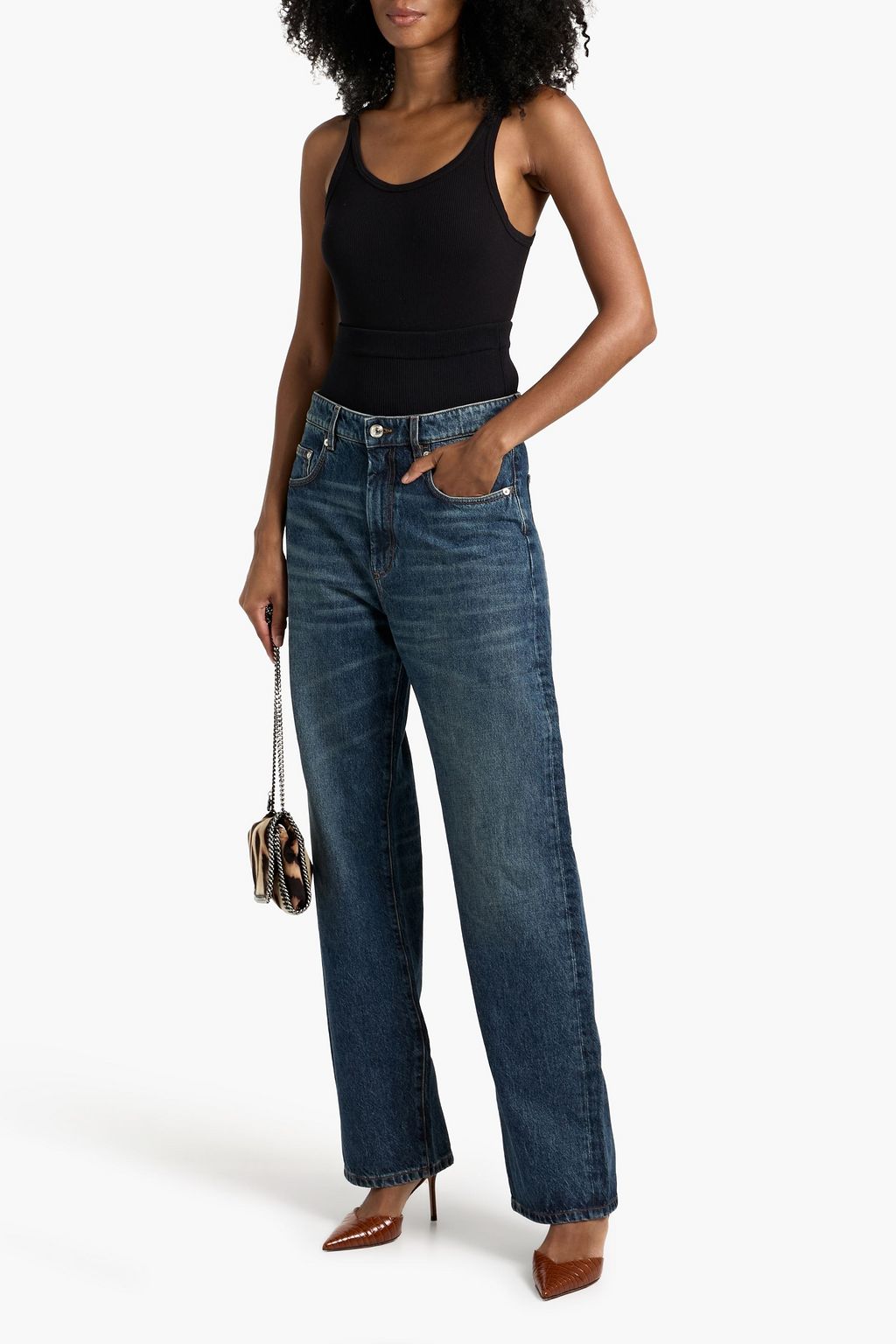 SPORTMAX Knit-paneled high-rise straight-leg jeans | THE OUTNET