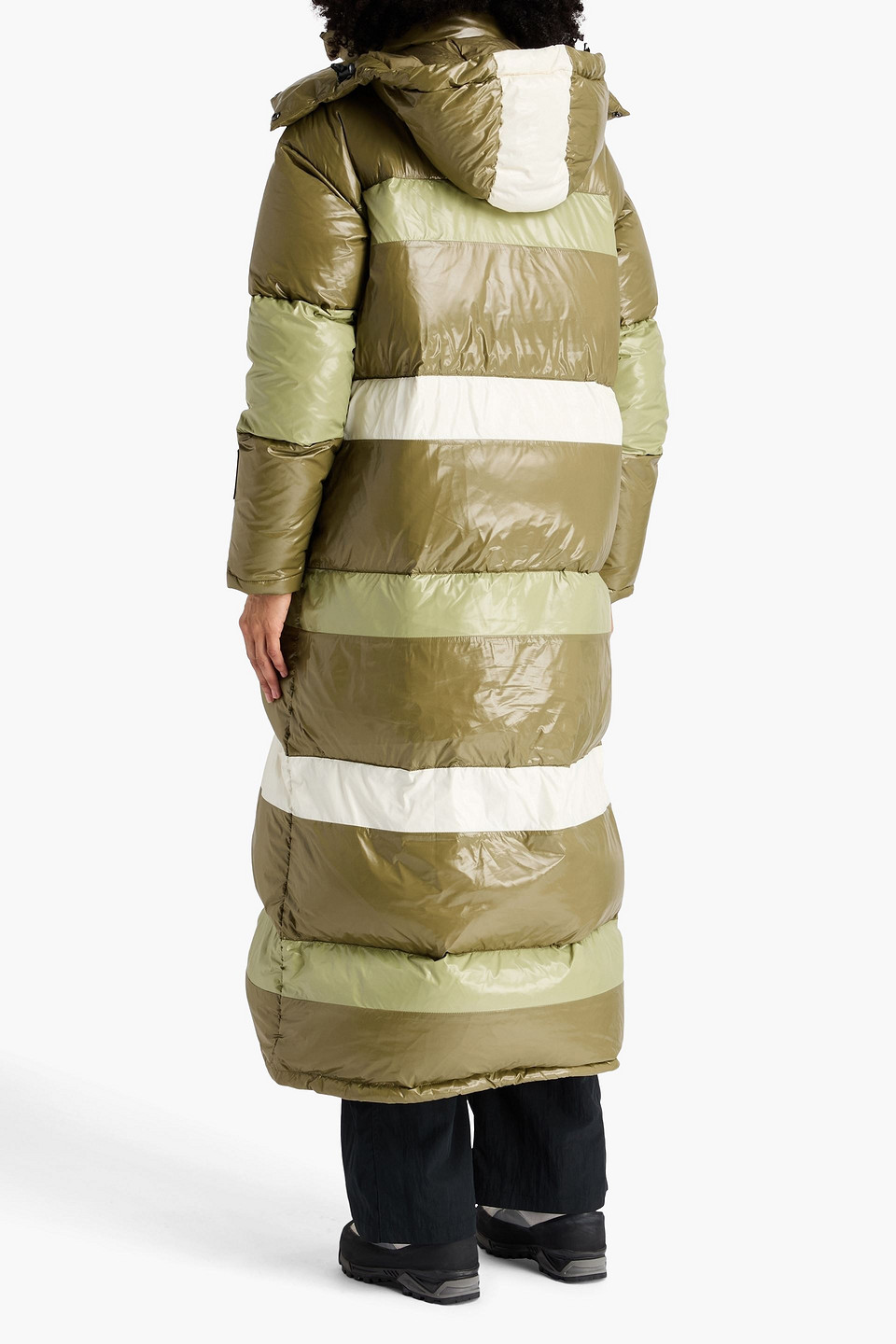 Ganni Askja Quilted Striped Shell Hooded Down Coat In Green | ModeSens