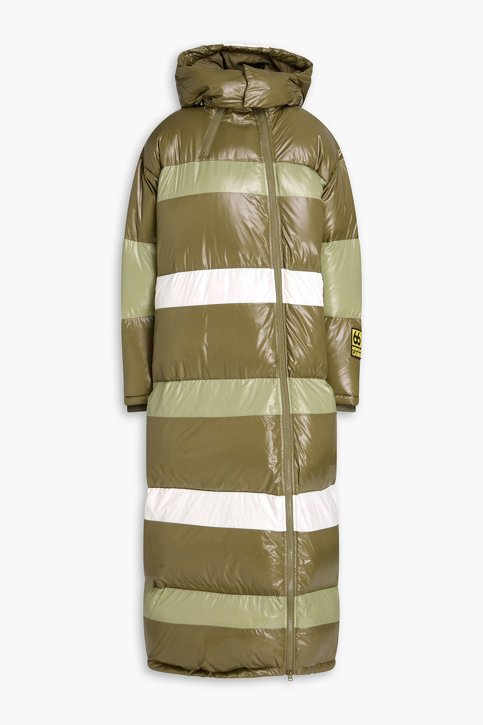 Ganni Askja Quilted Striped Shell Hooded Down Coat In Green | ModeSens