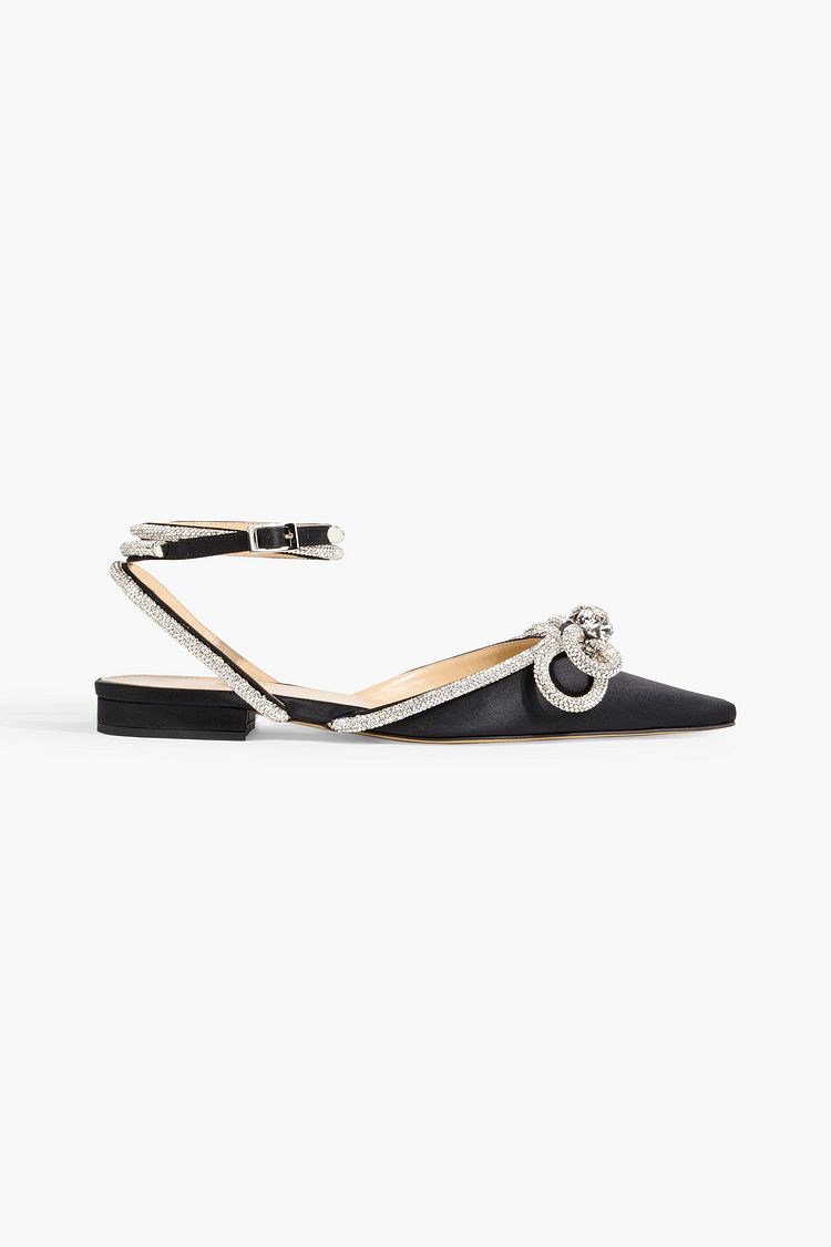 MACH & MACH Crystal-embellished satin point-toe flats | THE OUTNET