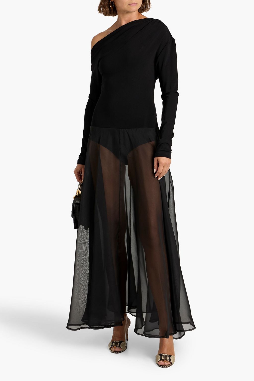 ESSE STUDIOS Aire Twist one-shoulder jersey and organza maxi dress ...