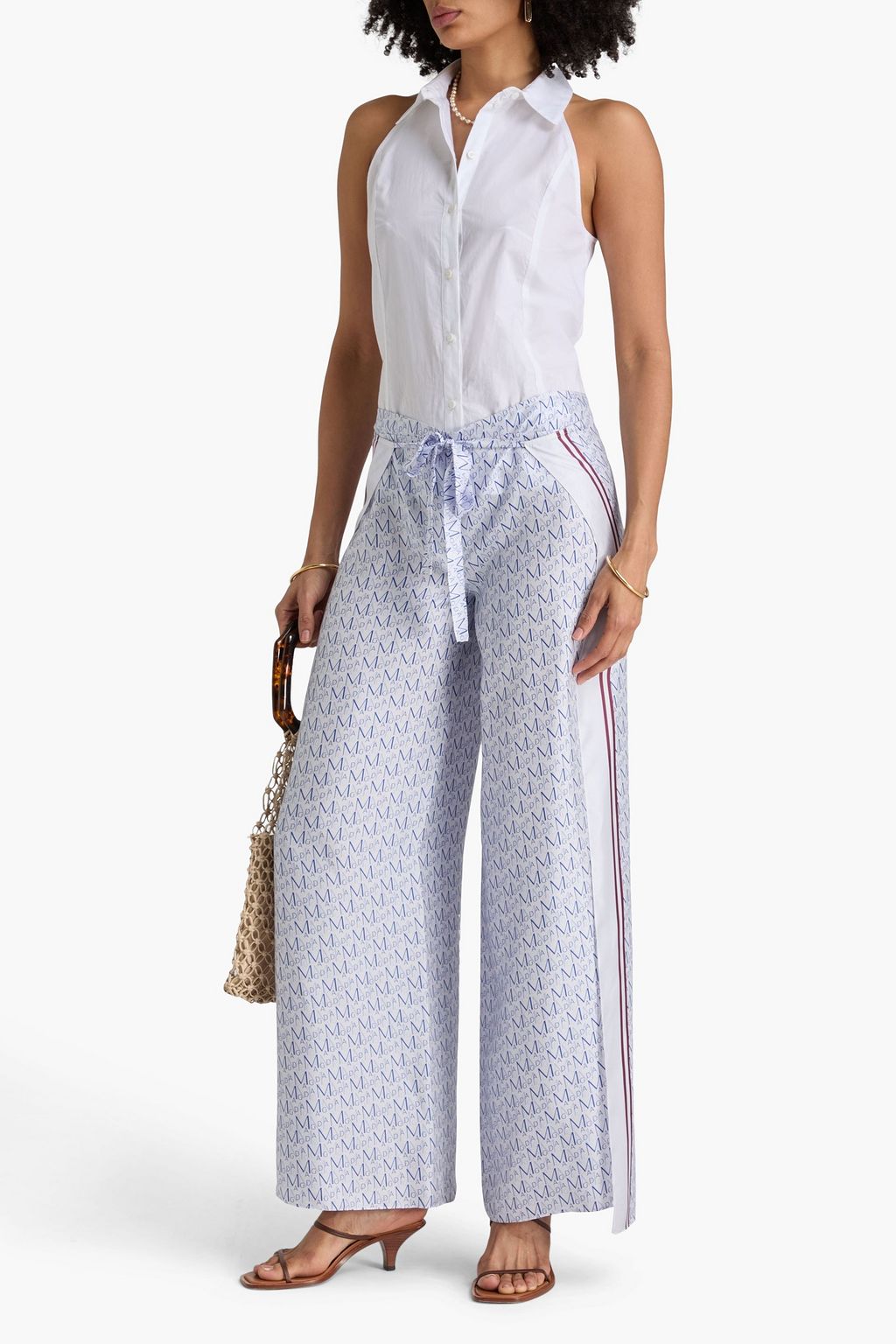MAGDA BUTRYM Logo-print silk-twill wide-leg pants | THE OUTNET