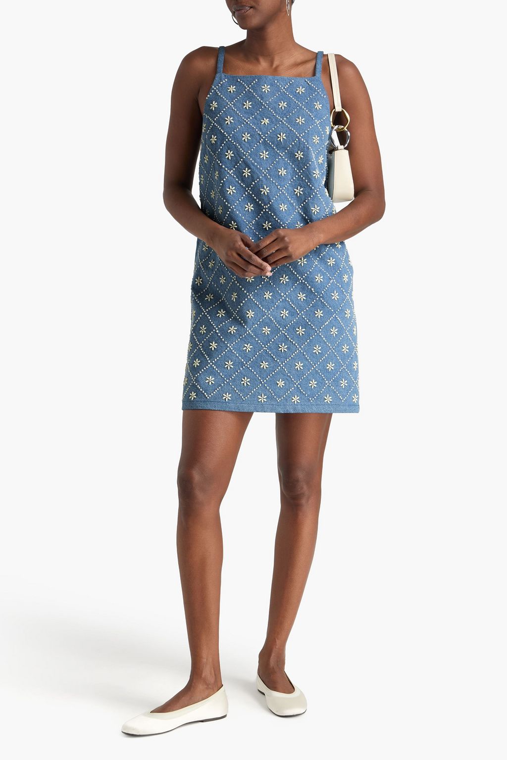 RAG & BONE Gentry embellished denim mini dress | THE OUTNET