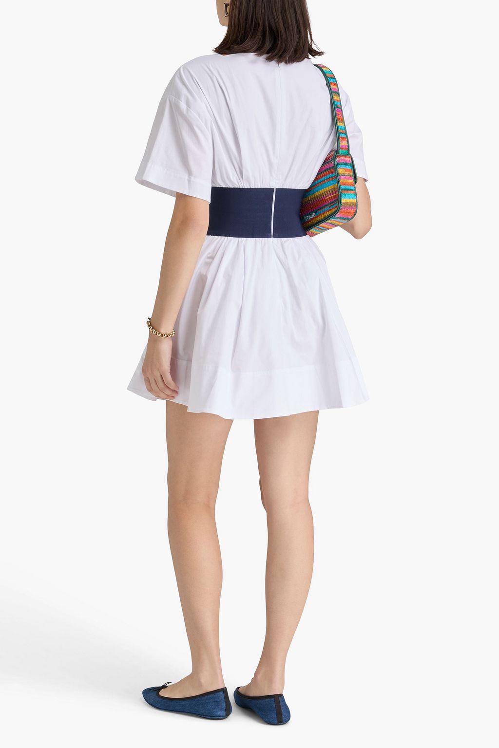 STAUD Amy two-tone stretch-cotton poplin mini dress | THE OUTNET