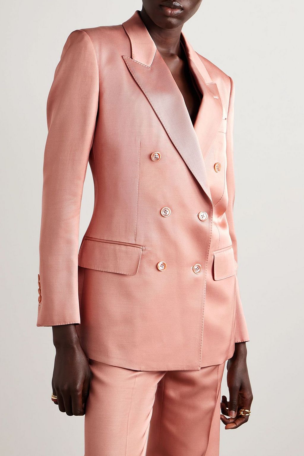 TOM FORD Double-breasted silk and wool-blend twill blazer | THE OUTNET