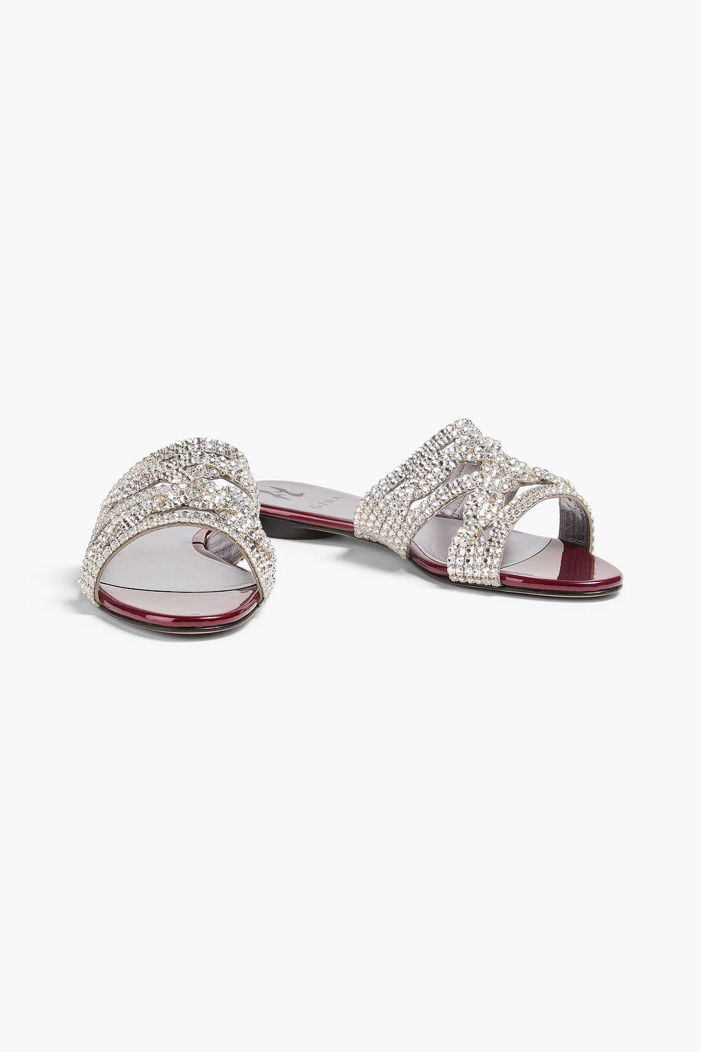GINA Munro crystal-embellished leather slides | THE OUTNET