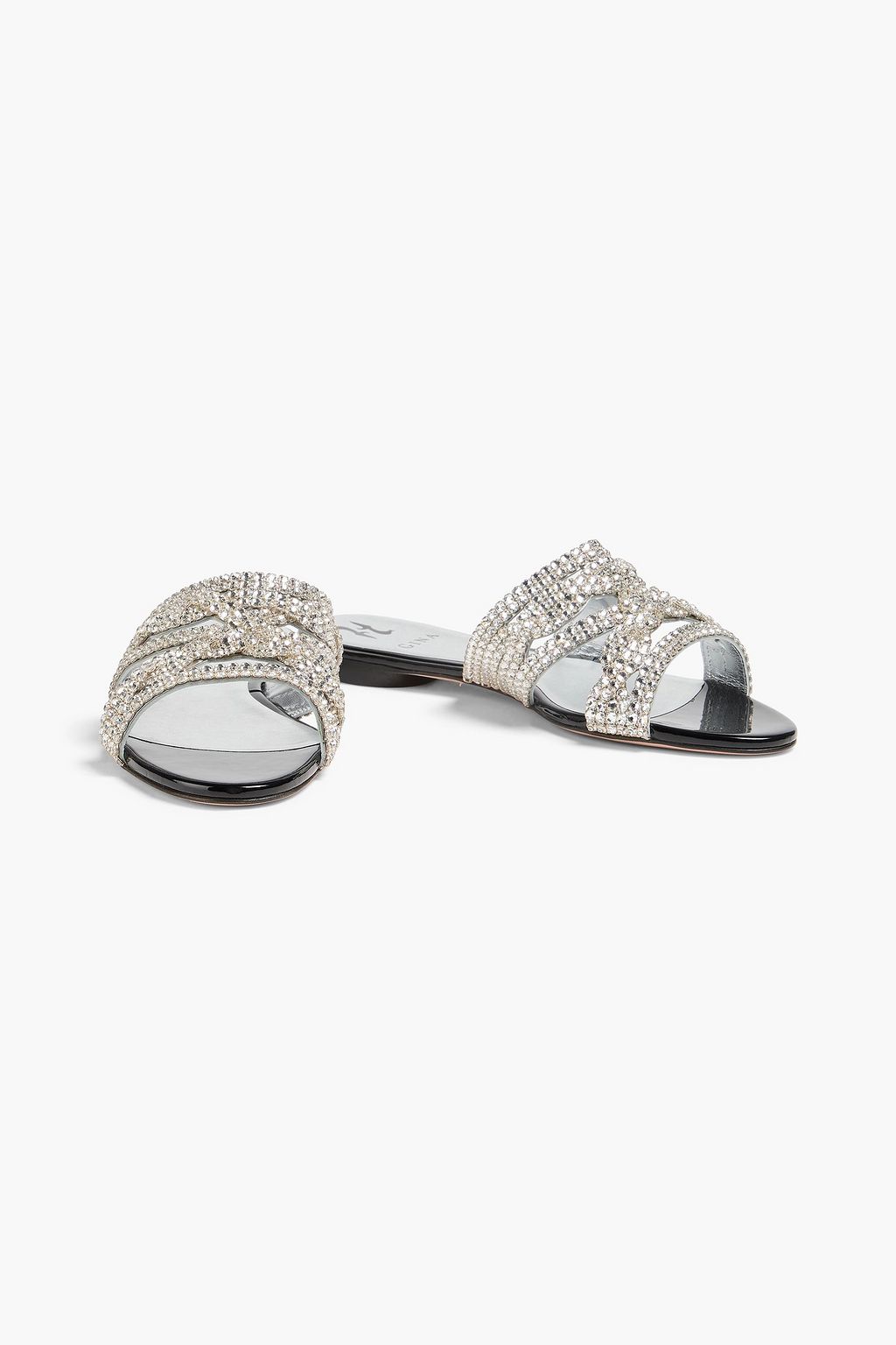 GINA Munro crystal-embellished leather slides | THE OUTNET
