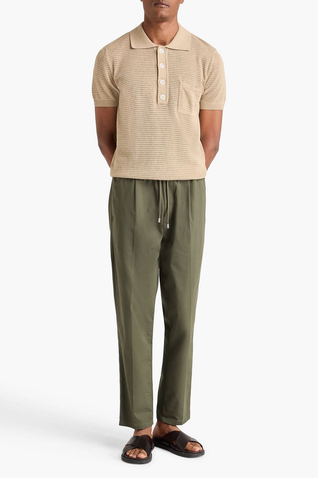 FRESCOBOL CARIOCA Clemente pointelle-knit cotton polo shirt | THE OUTNET