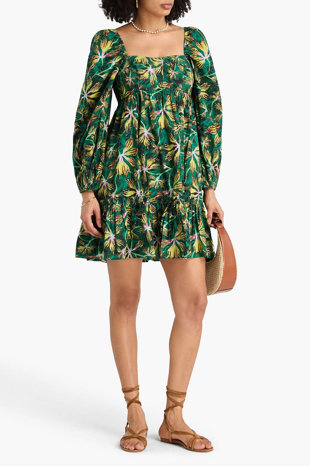 ULLA JOHNSON Alita floral-print cotton-poplin mini dress | THE OUTNET