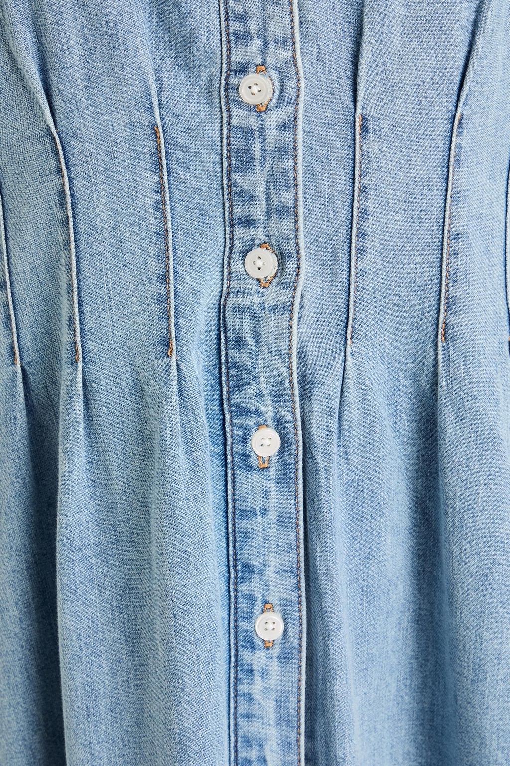 VERONICA BEARD Ruben pleated denim midi shirt dress | THE OUTNET