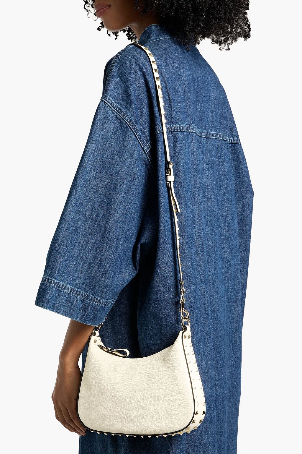 VALENTINO GARAVANI Rockstud pebbled-leather shoulder bag | THE OUTNET