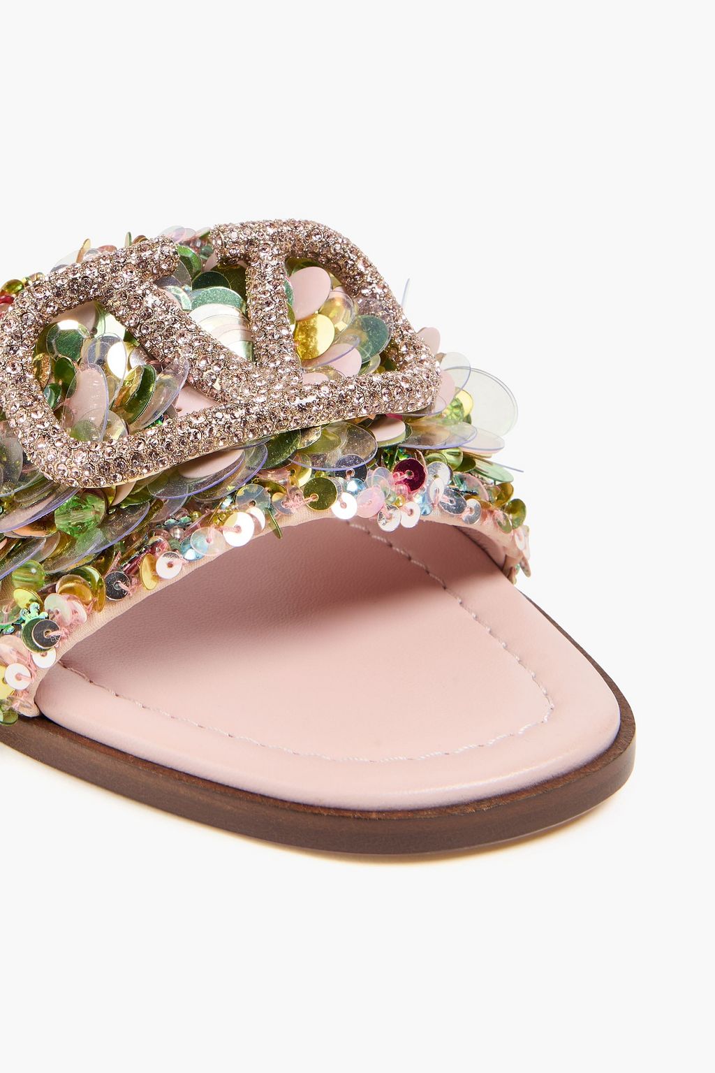 VALENTINO GARAVANI VLOGO embellished silk slides | THE OUTNET