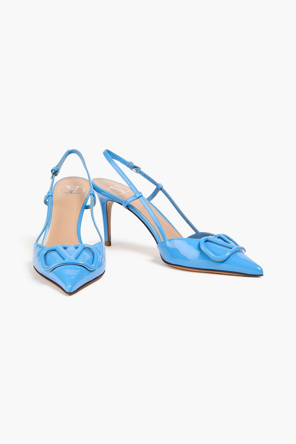 VALENTINO GARAVANI VLOGO patent-leather slingback pumps | THE OUTNET