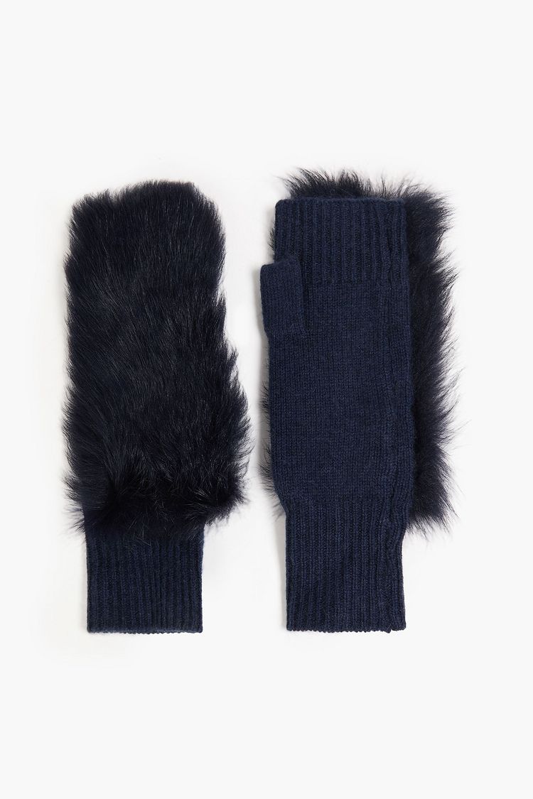 DOM GOOR メリノウール&カシミヤ混 フィンガーレス手袋 ムートントリム | THE OUTNET (アウトネット)