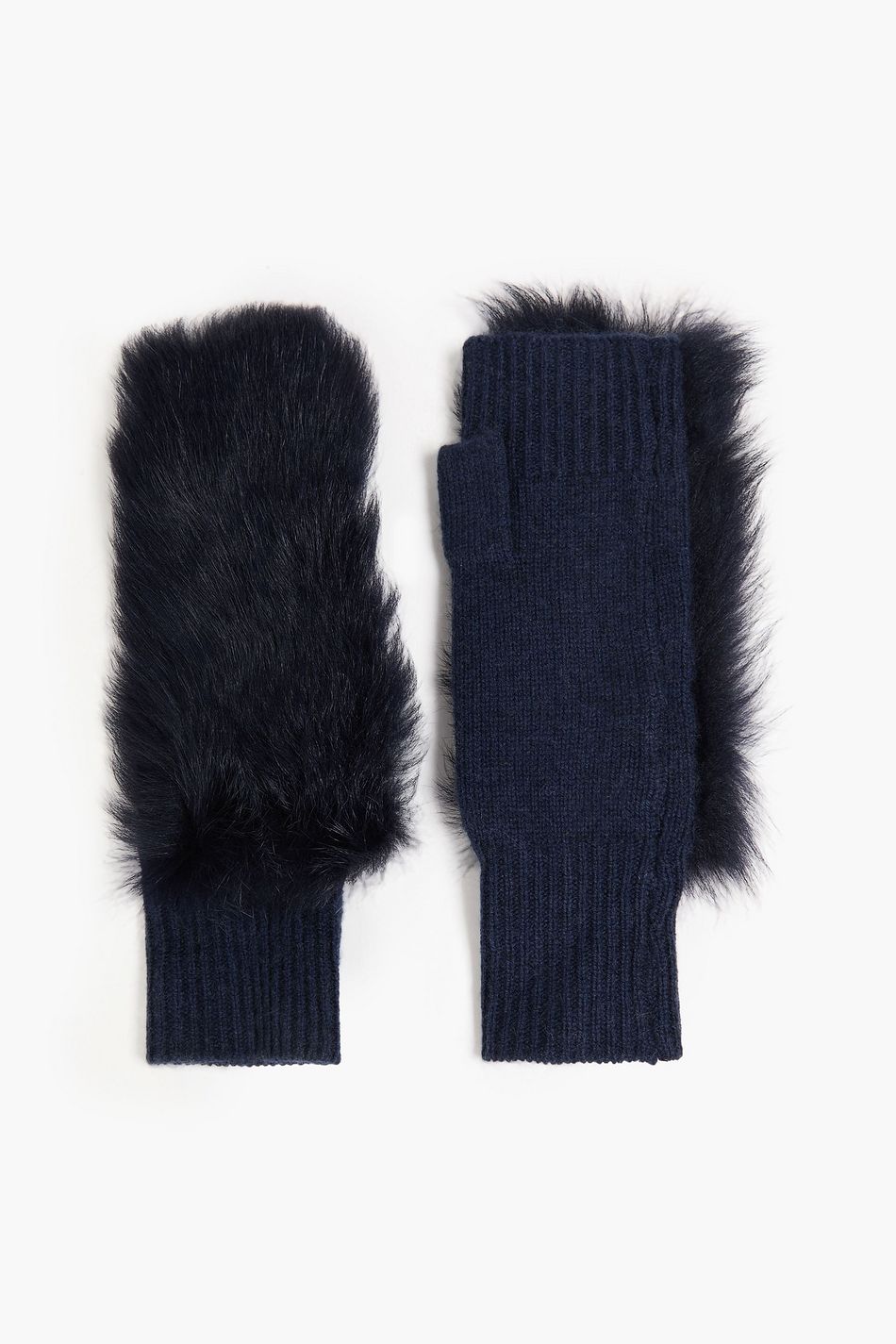 DOM GOOR メリノウール&カシミヤ混 フィンガーレス手袋 ムートントリム | THE OUTNET (アウトネット)