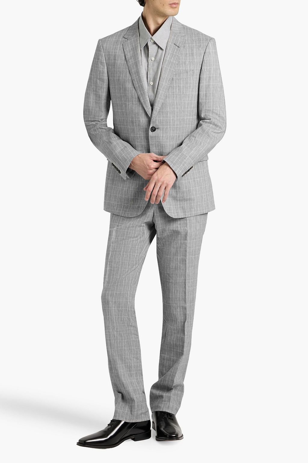 DUNHILL Prince of Wales checked wool, linen and silk-blend suit jacket ...