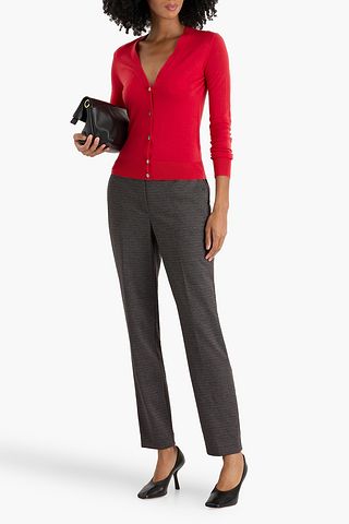 THEORY Treeca houndstooth cady slim-leg pants | THE OUTNET