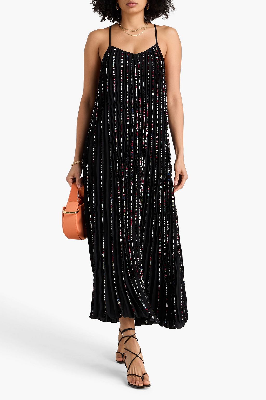 FARM RIO Embellished pleated crepe midi dress | THE OUTNET