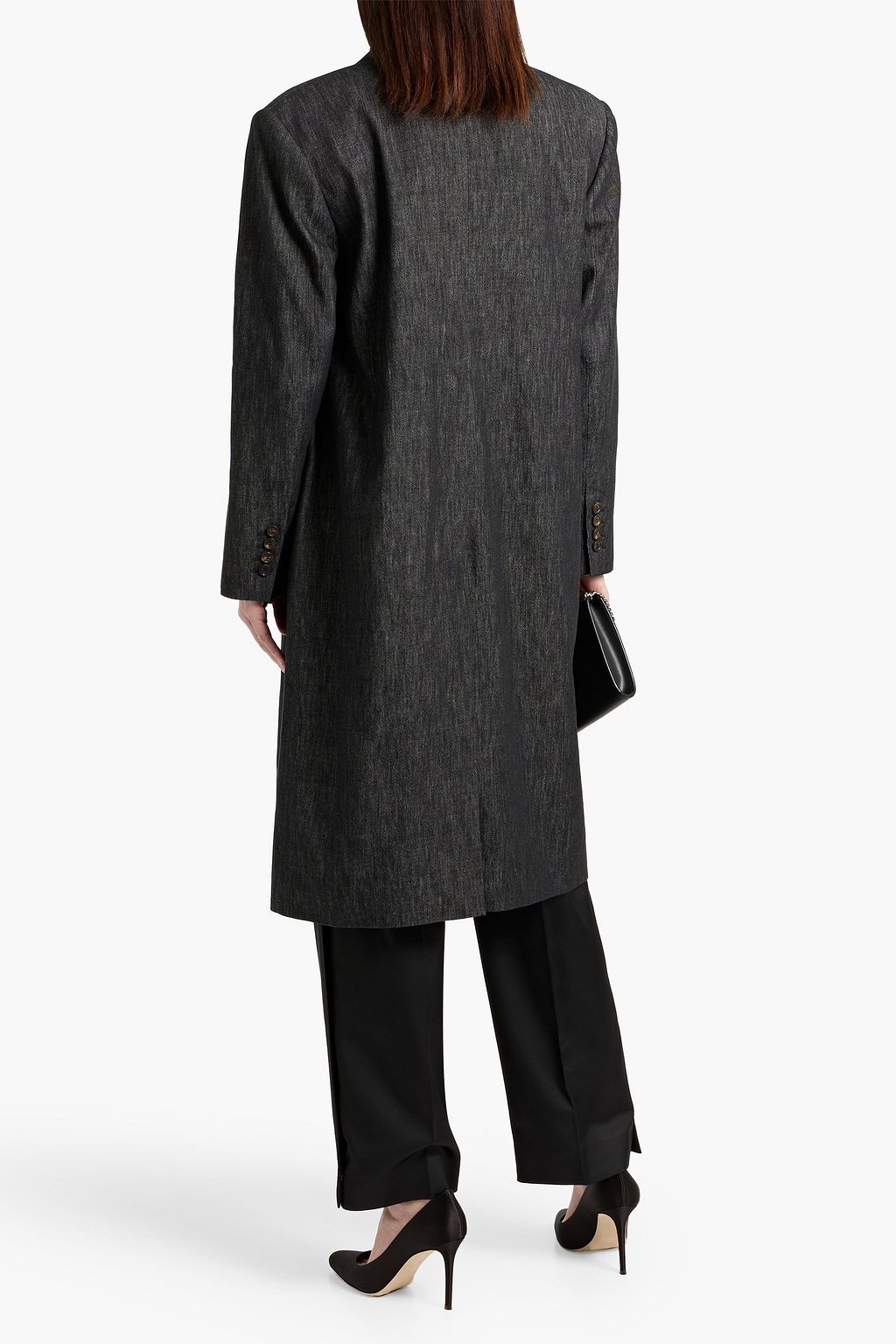 BRUNELLO CUCINELLI Satin crepe-paneled denim coat | THE OUTNET