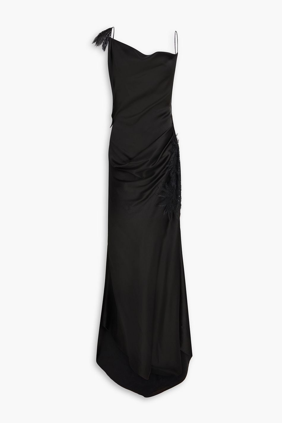 VICTORIA BECKHAM Asymmetric draped satin gown | THE OUTNET