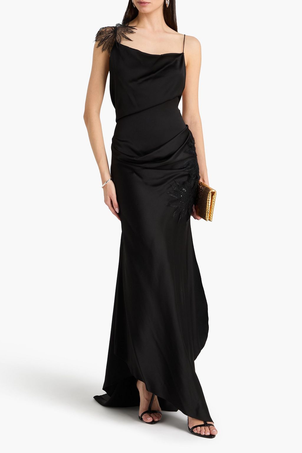 VICTORIA BECKHAM Asymmetric draped satin gown | THE OUTNET