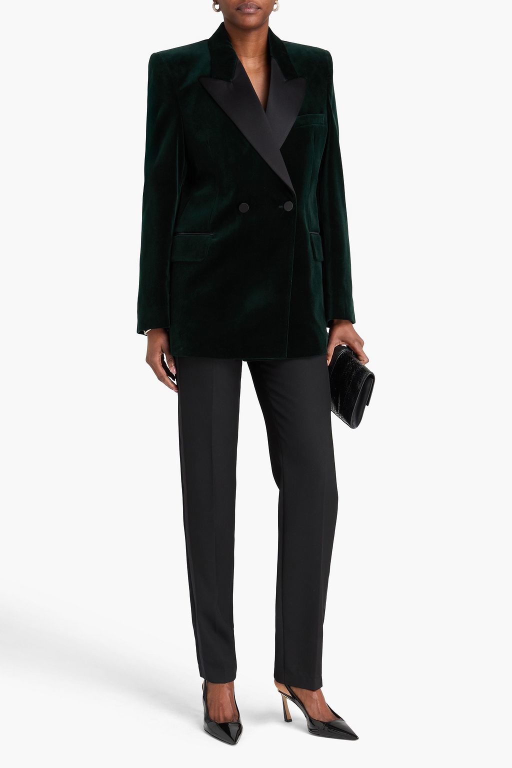 VICTORIA BECKHAM Double-breasted satin-trimmed velvet blazer | THE OUTNET