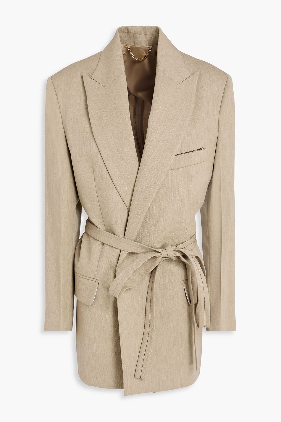 VICTORIA BECKHAM Belted wool-crepe blazer | THE OUTNET