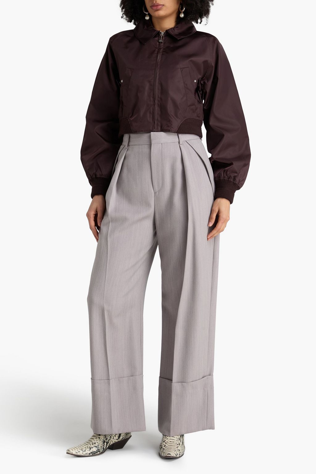 VICTORIA BECKHAM Pleated wool-crepe wide-leg pants | THE OUTNET