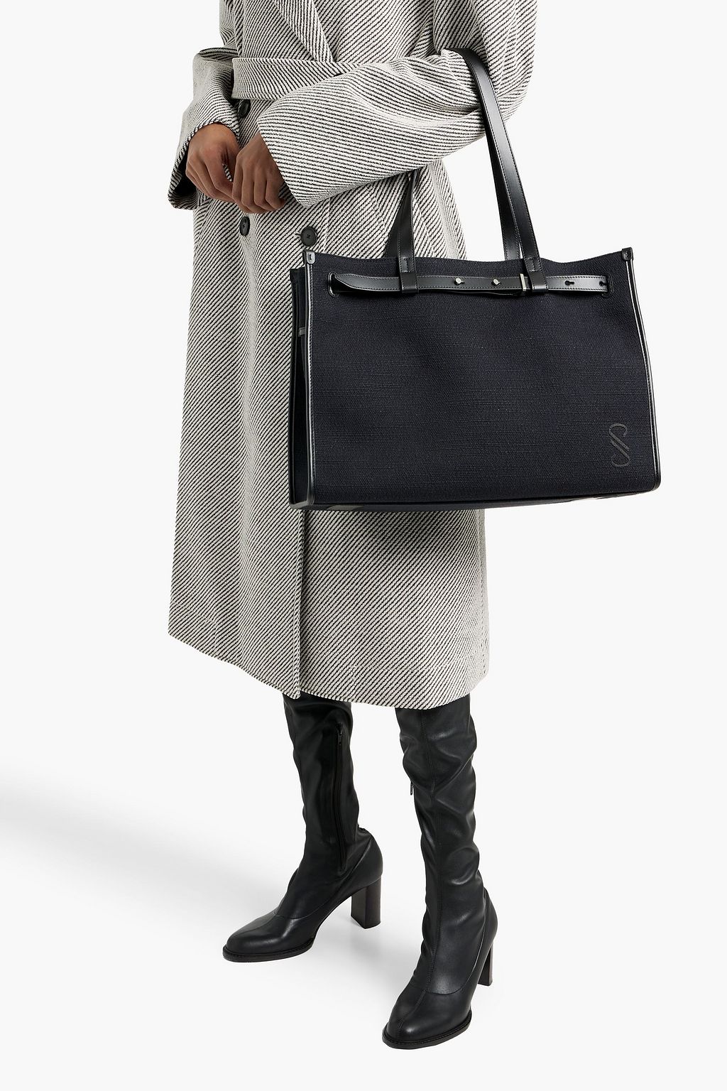 PROENZA SCHOULER Belted leather-trimmed canvas tote | THE OUTNET
