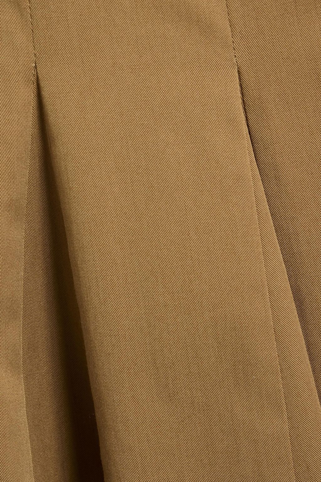 ANOTHER TOMORROW Pleated cotton-blend twill midi wrap skirt | THE OUTNET