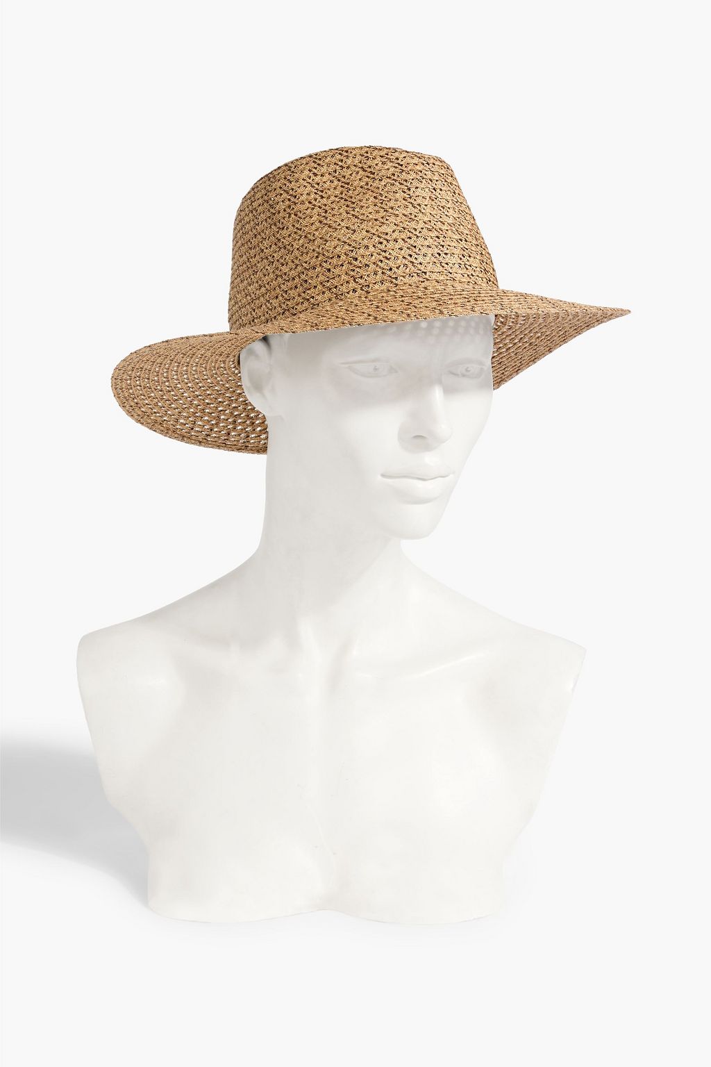 Courtney Sequined Tulle Trimmed Faux Straw Fedora