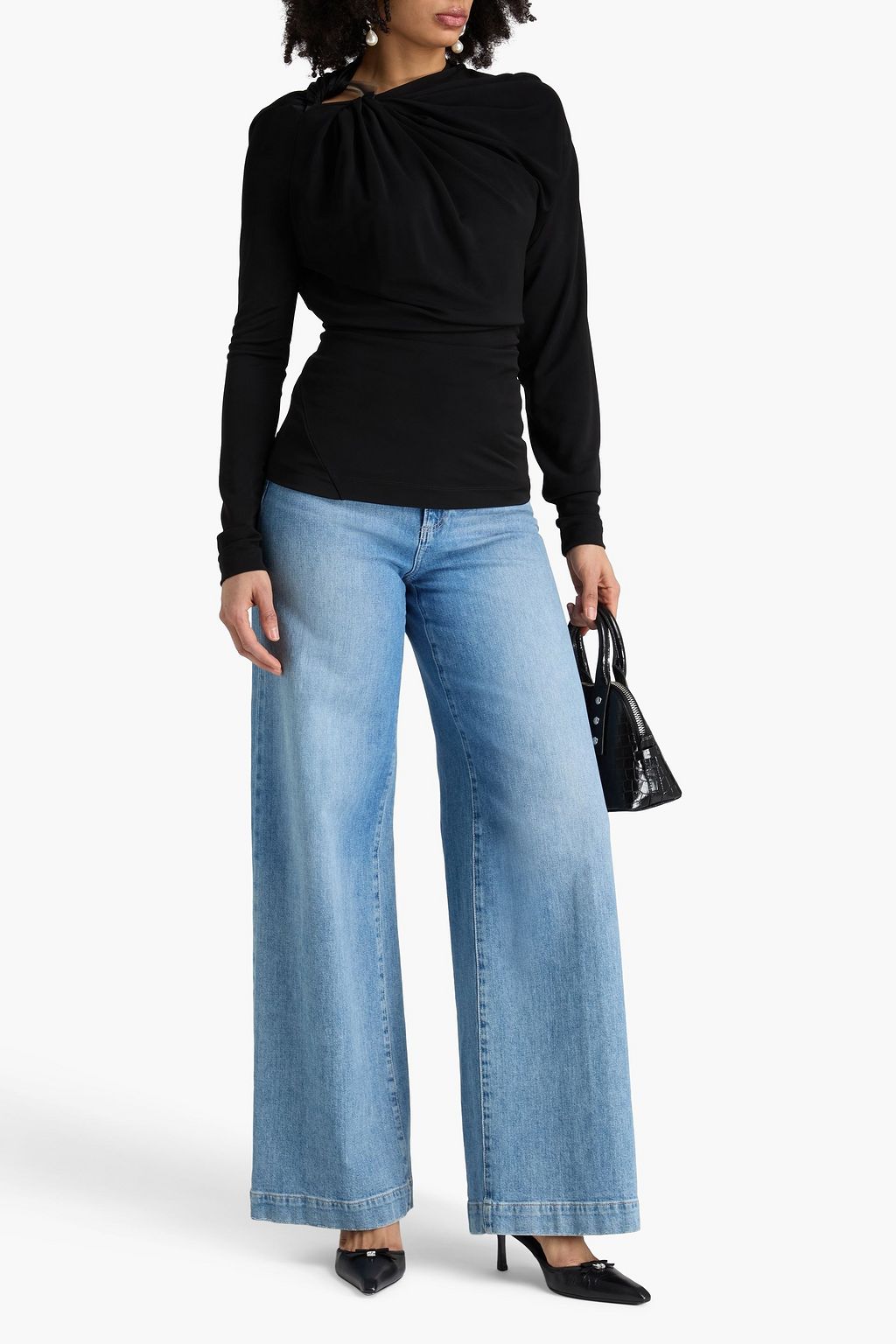 VICTORIA BECKHAM Draped satin and stretch-crepe top | THE OUTNET