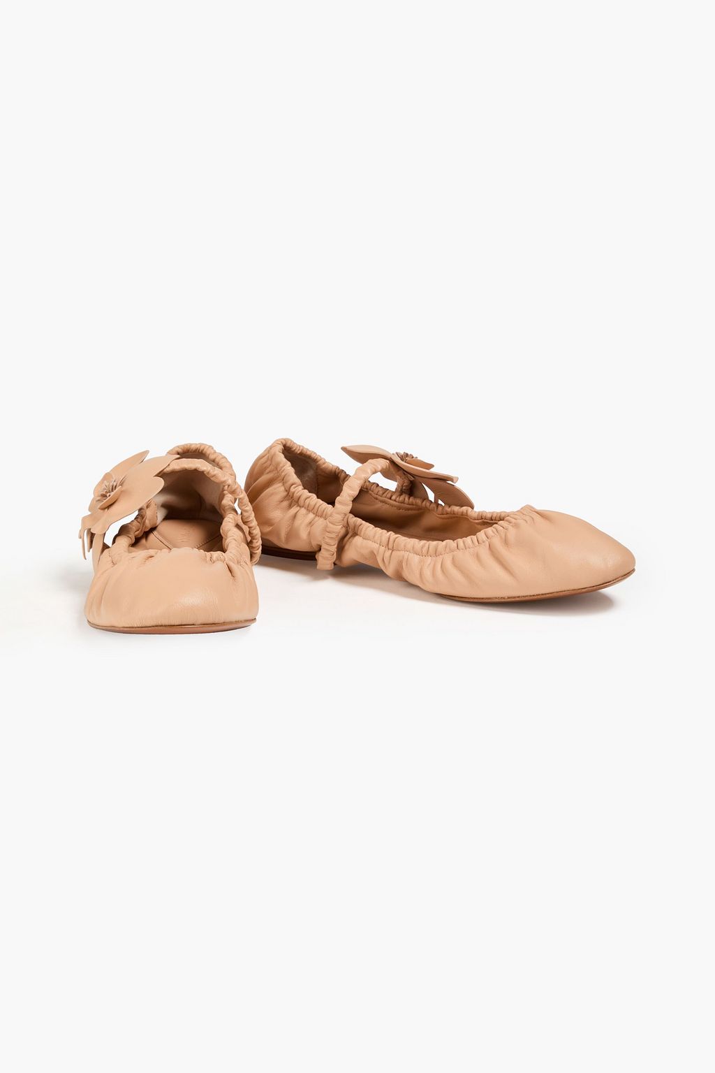 ZIMMERMANN Orchid floral-appliquéd leather ballet flats | THE OUTNET