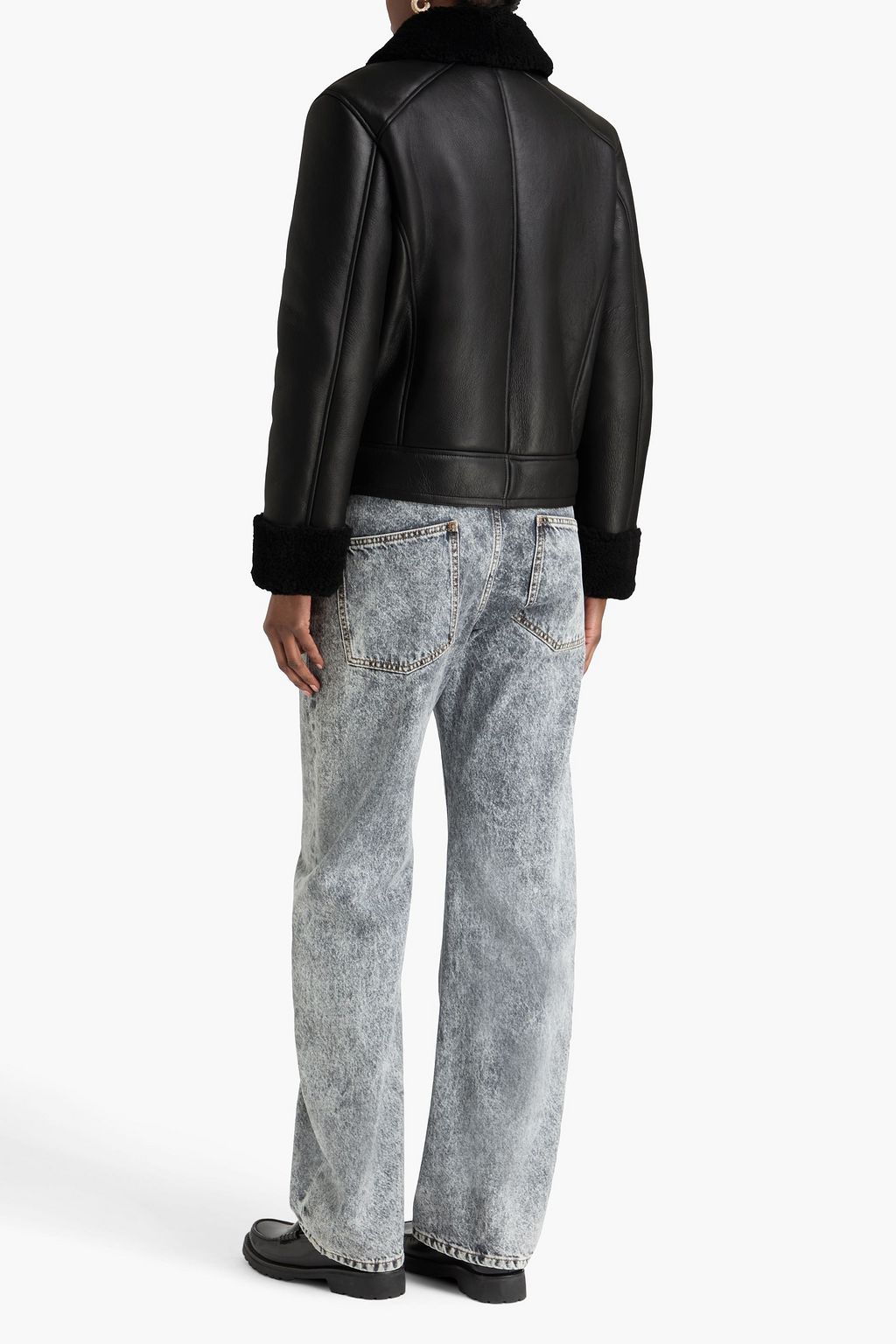 BALLY Shearling-trimmed leather jacket | THE OUTNET