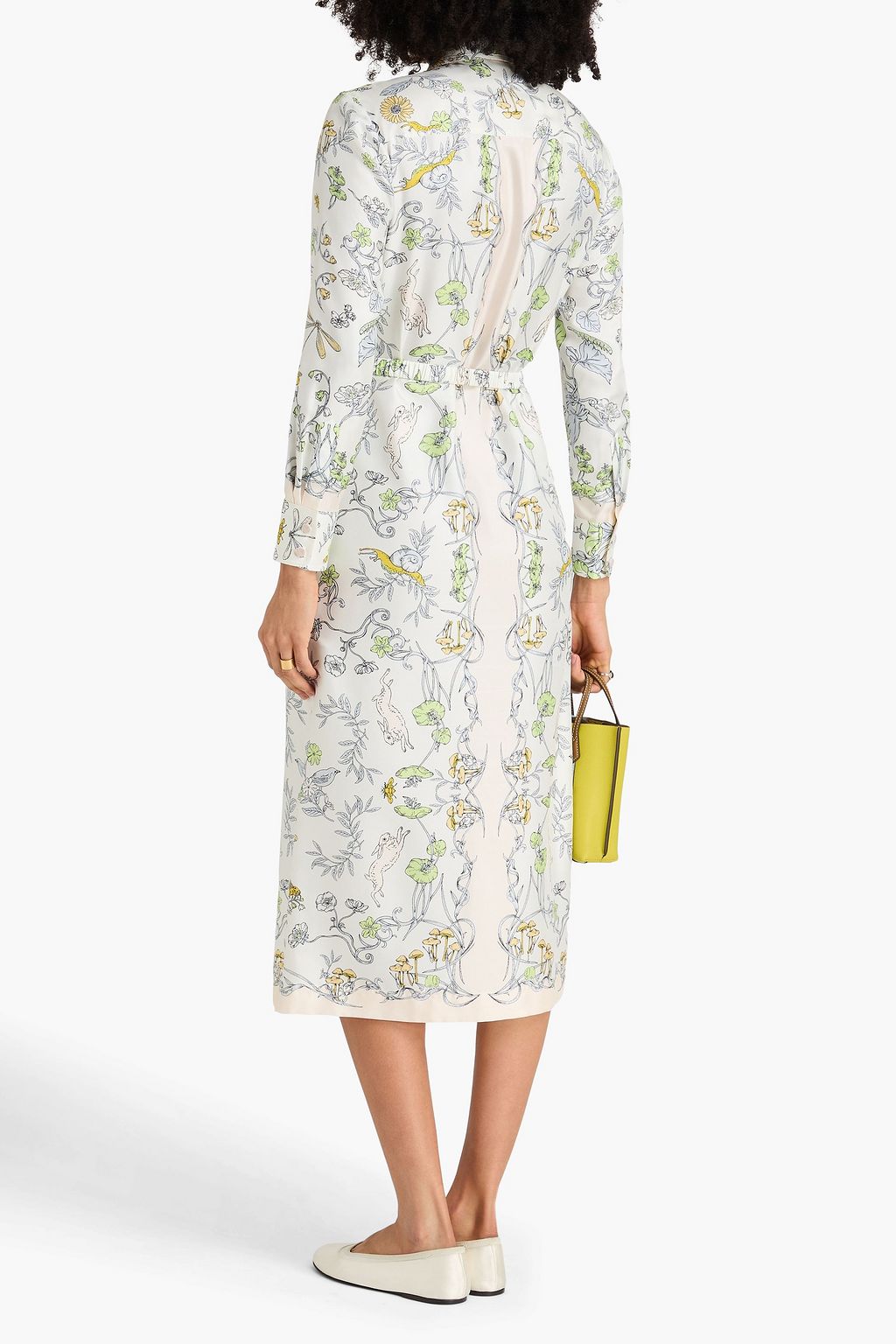 TORY BURCH Belted printed silk-twill midi shirt dress | THE OUTNET