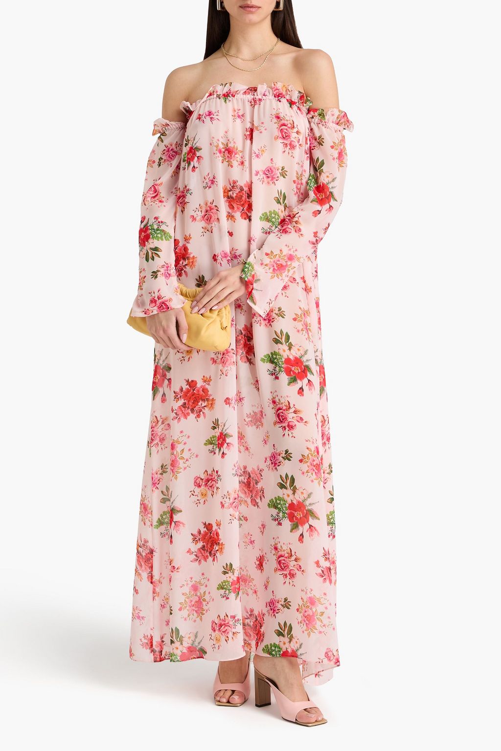 KIKA VARGAS Dede cold-shoulder floral-print chiffon maxi dress | THE OUTNET
