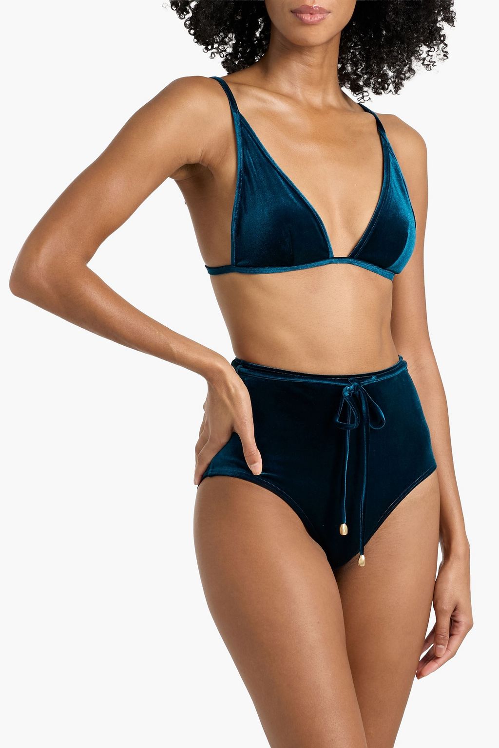 ZIMMERMANN Stretch-velvet triangle bikini | THE OUTNET
