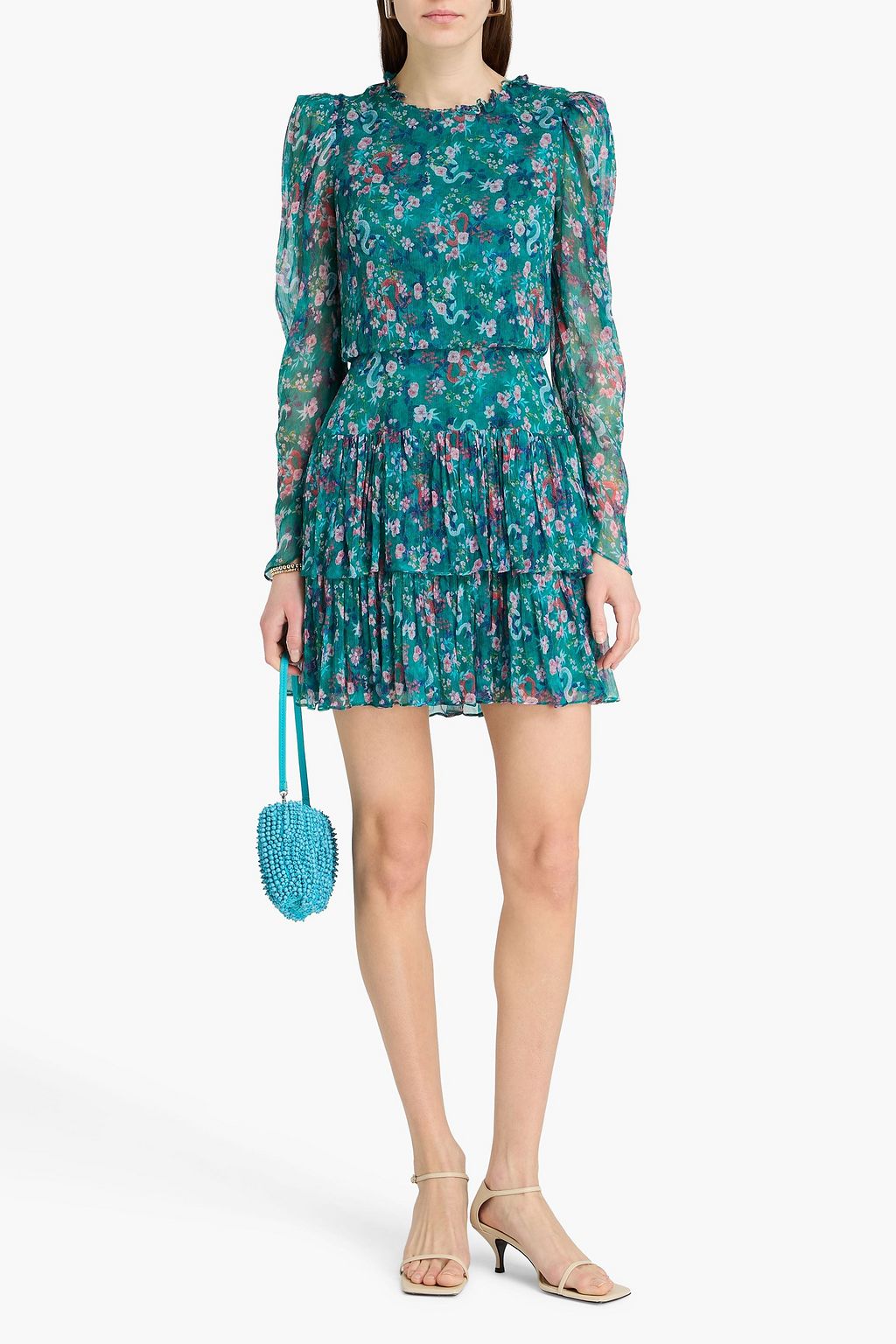 SALONI Floral-print silk-georgette mini dress | THE OUTNET