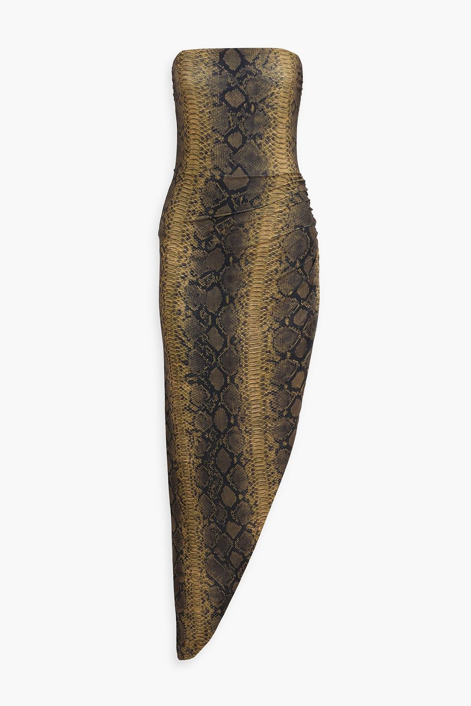 NORMA KAMALI Strapless asymmetric snake-print stretch-jersey gown | THE ...