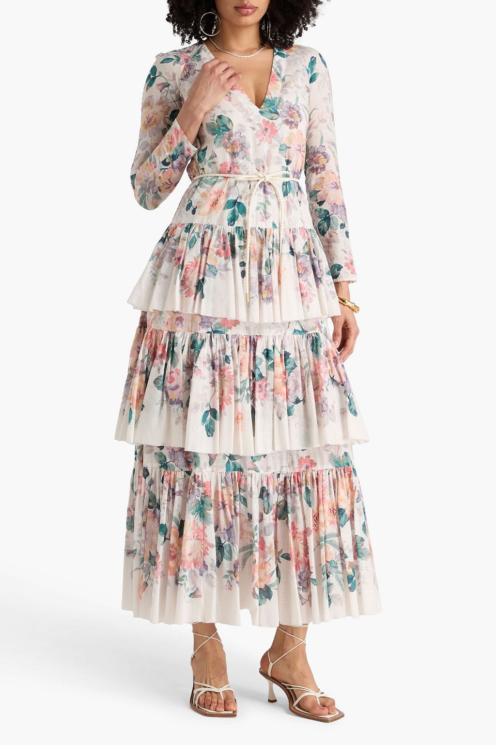 ZIMMERMANN Tiered floral-print cotton maxi dress | THE OUTNET