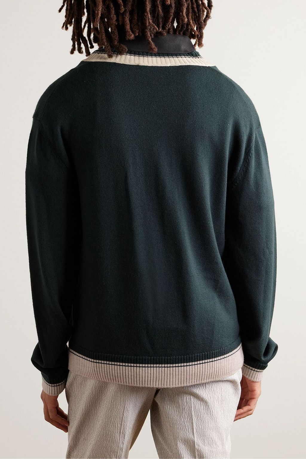 MR P. Golf logo-appliquéd striped merino wool cardigan | THE OUTNET