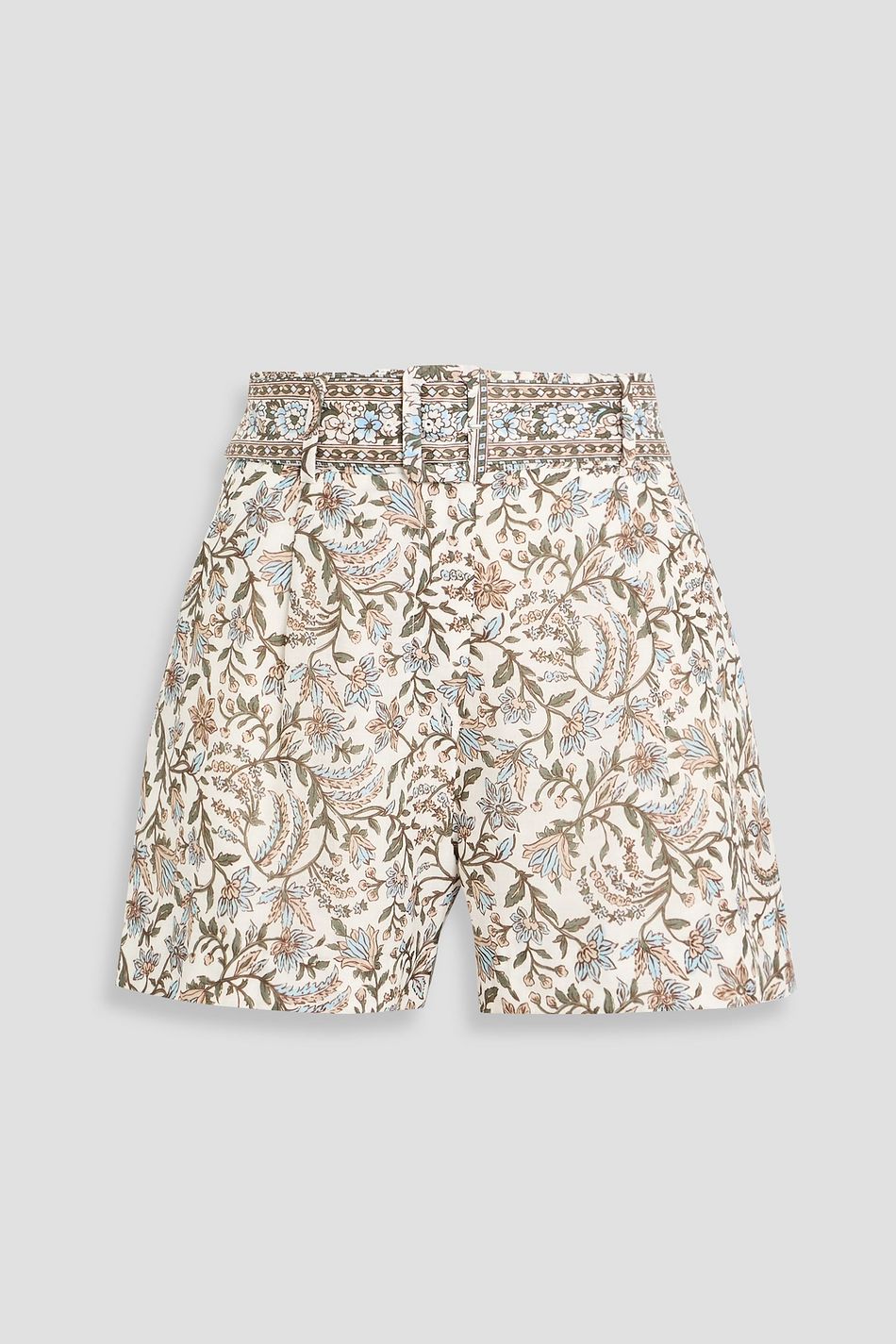 VERONICA BEARD Piper belted paisley-print ramie shorts | THE OUTNET
