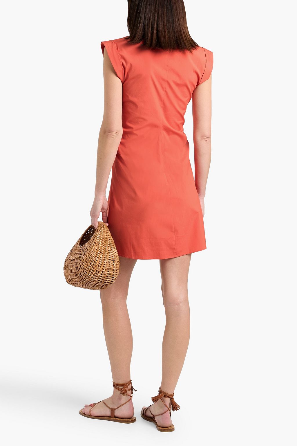 VERONICA BEARD Tallulah ruched cotton-blend poplin mini shirt dress ...